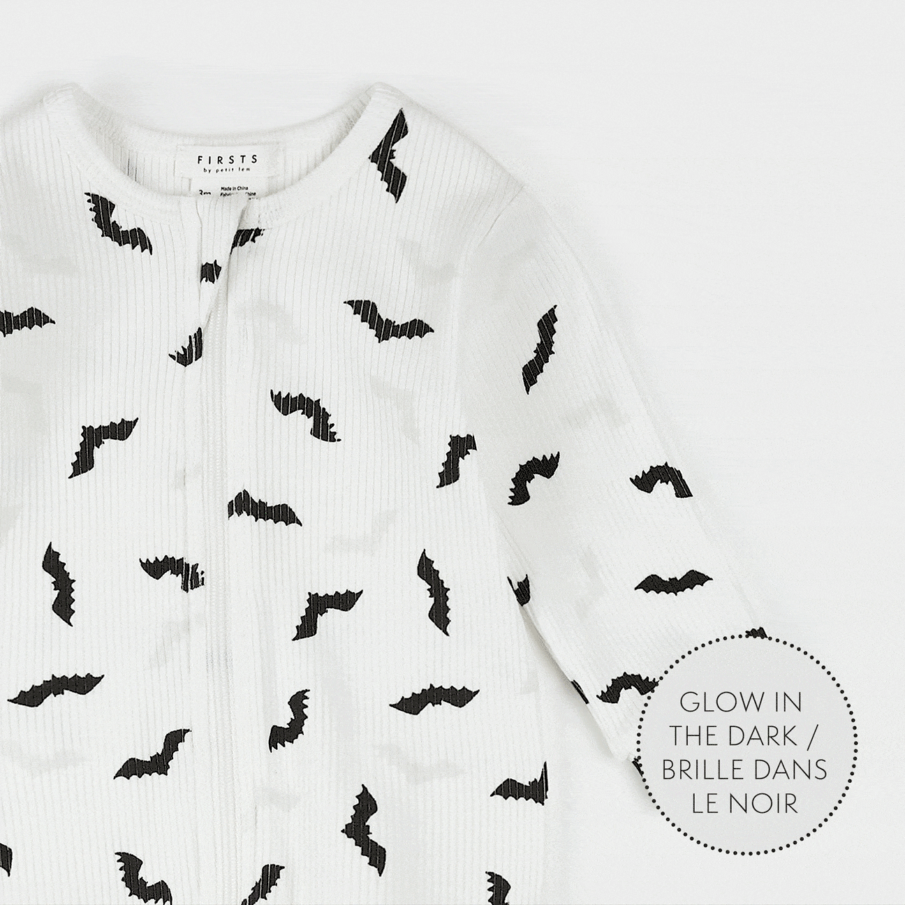 Petit Lem Bats Glow Print on Off-White Sleeper – Jump! The BABY Store